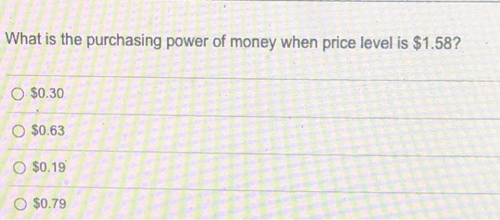 Solved What is the purchasing power of money when price | Chegg.com
