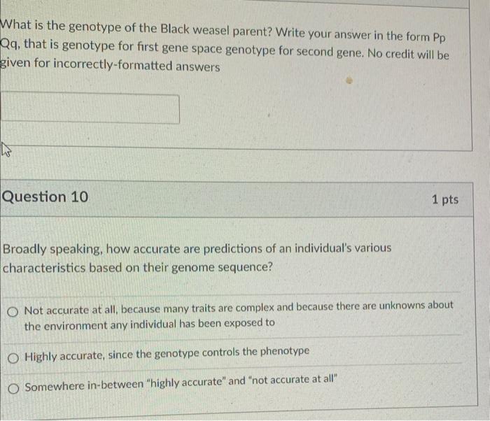 What is the genotype of the Black weasel parent? | Chegg.com