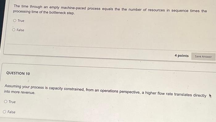Solved The time through an empty machine-paced process | Chegg.com
