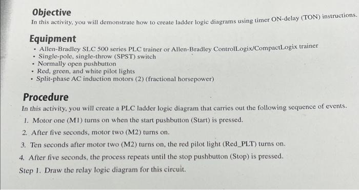 Solved Equipment - Allen-Bradley SLC 500 series PLC trainer | Chegg.com