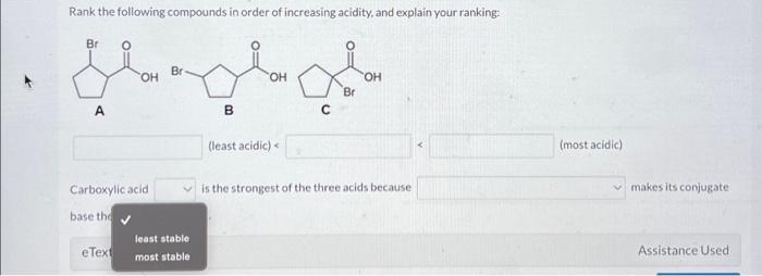 Solved Rank the following compounds in order of increasing | Chegg.com