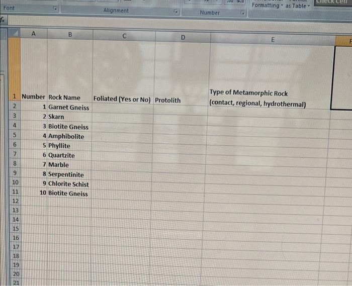 Solved Her Cell Font Formatting as Table Alignment Number А | Chegg.com