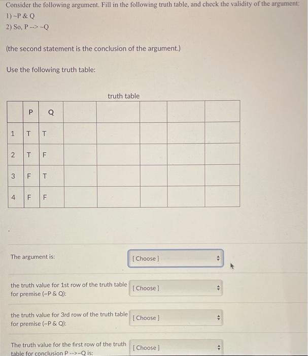 Consider the following argument. Fill in the | Chegg.com