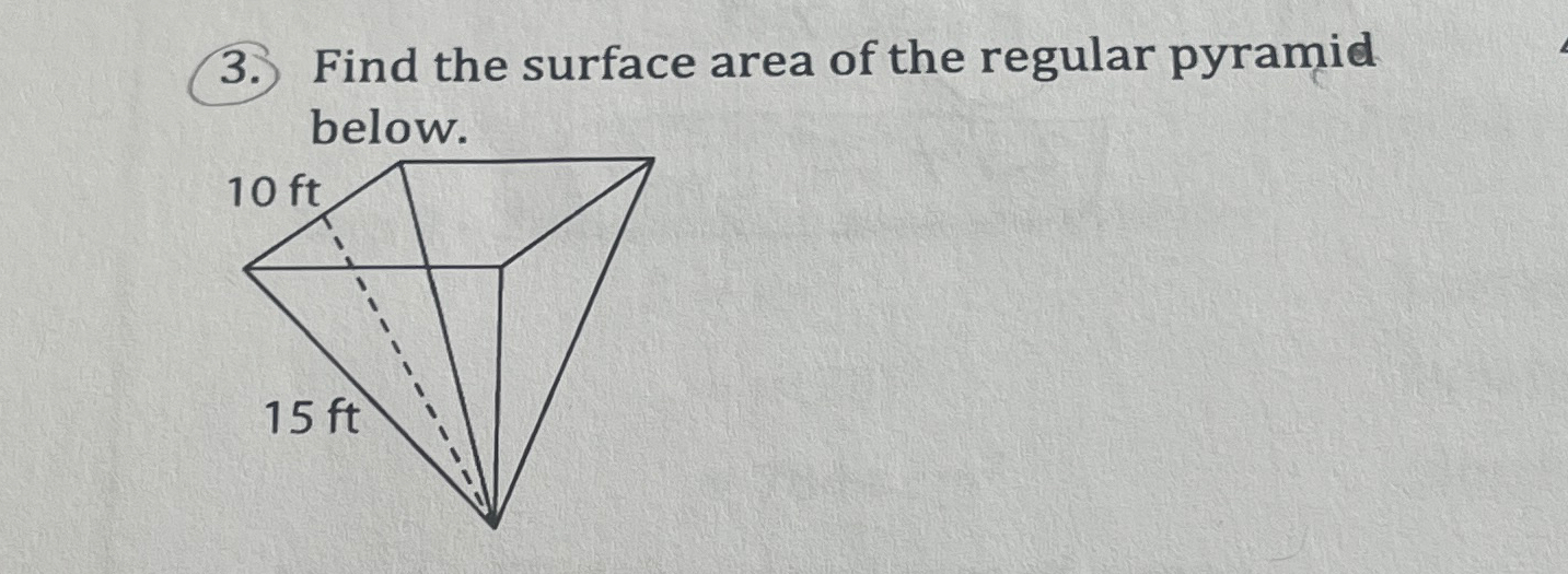 Solved Find the surface area of the regular pyramid below. | Chegg.com