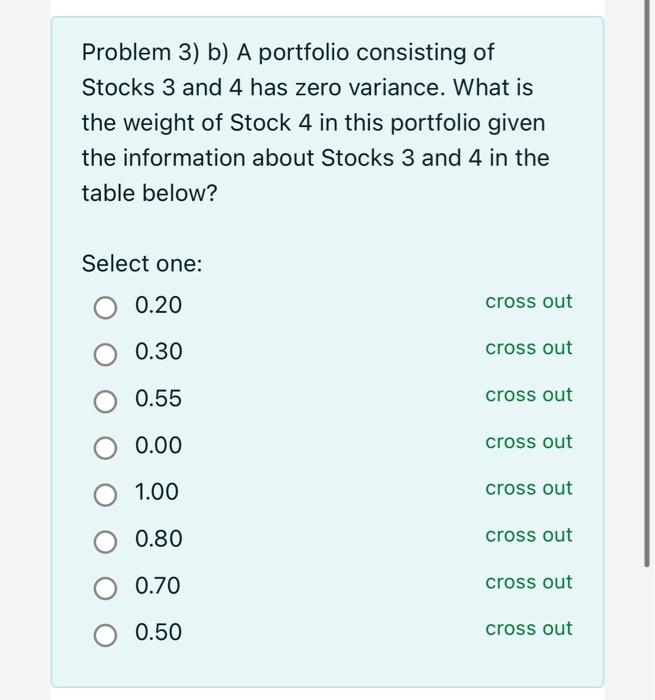 Solved Problem 3 a) A portfolio consisting of Stocks 1 and 2 | Chegg.com