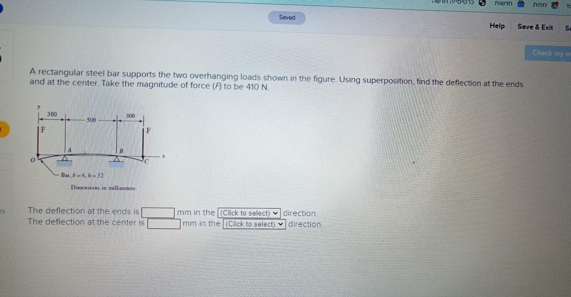 Solved A rectangular steel bar supports the two overhanging | Chegg.com