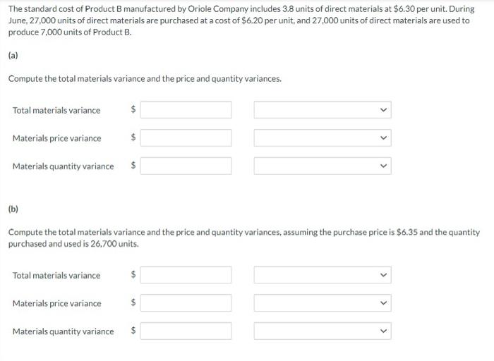 Solved Compute the total materials variance and the price | Chegg.com