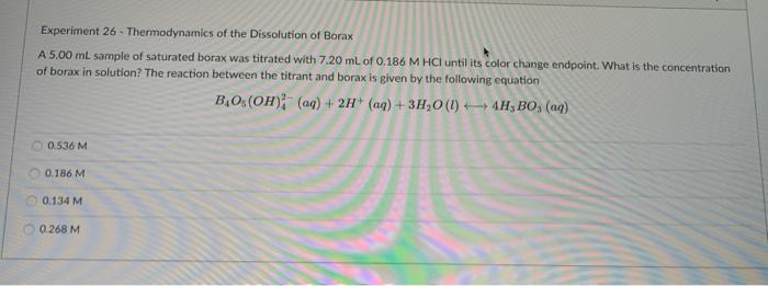 Solved Experiment 26 - Thermodynamics of the Dissolution of | Chegg.com