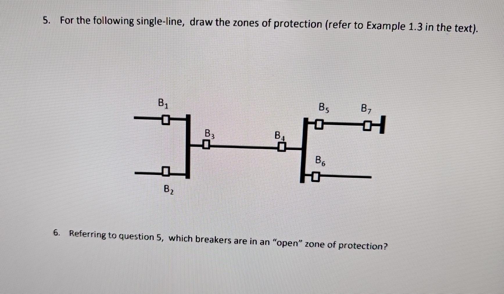 Solved For the following single-line, draw the zones of | Chegg.com
