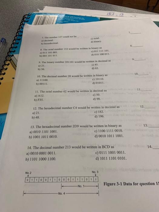 Solved 1304280 a Number Systems and Codes Choose the letter | Chegg.com