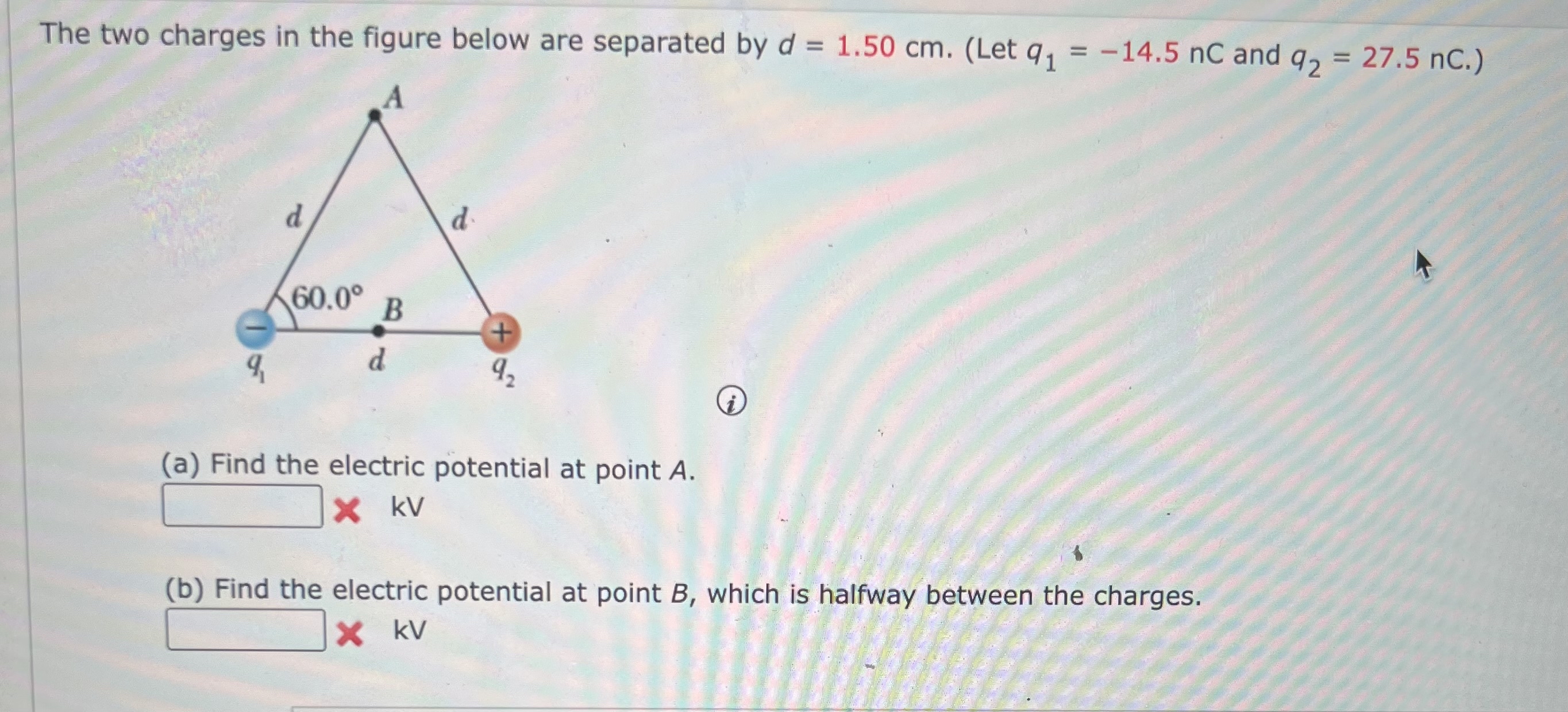 Solved The two charges in the figure below are separated by | Chegg.com