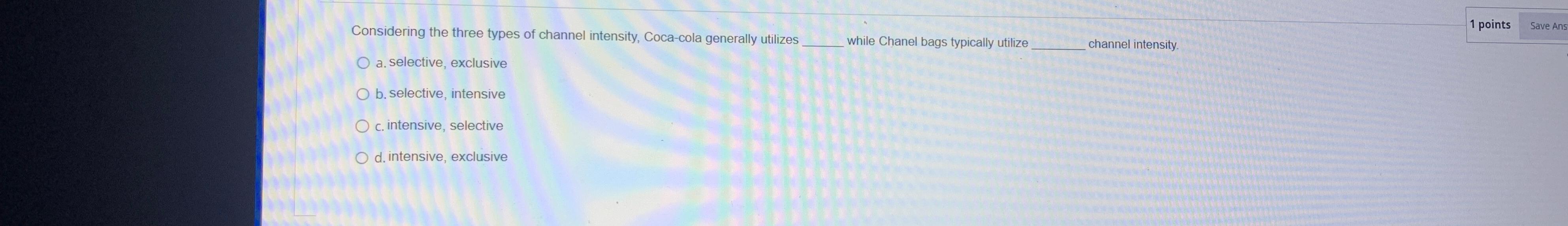 Solved Considering the three types of channel intensity, | Chegg.com