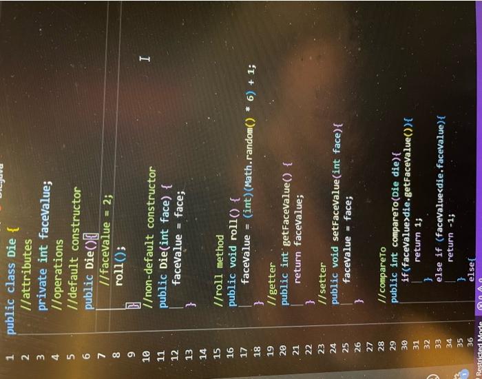 Solved Given Die class (Die.java), write a program that | Chegg.com
