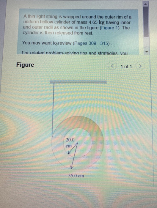 Solved A thin light string is wrapped around the outer rim | Chegg.com