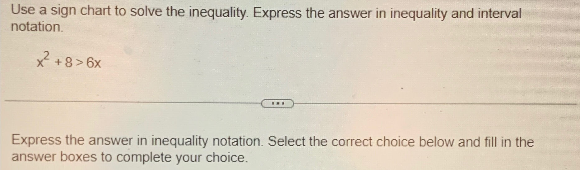 Solved Use a sign chart to solve the inequality. Express the | Chegg.com