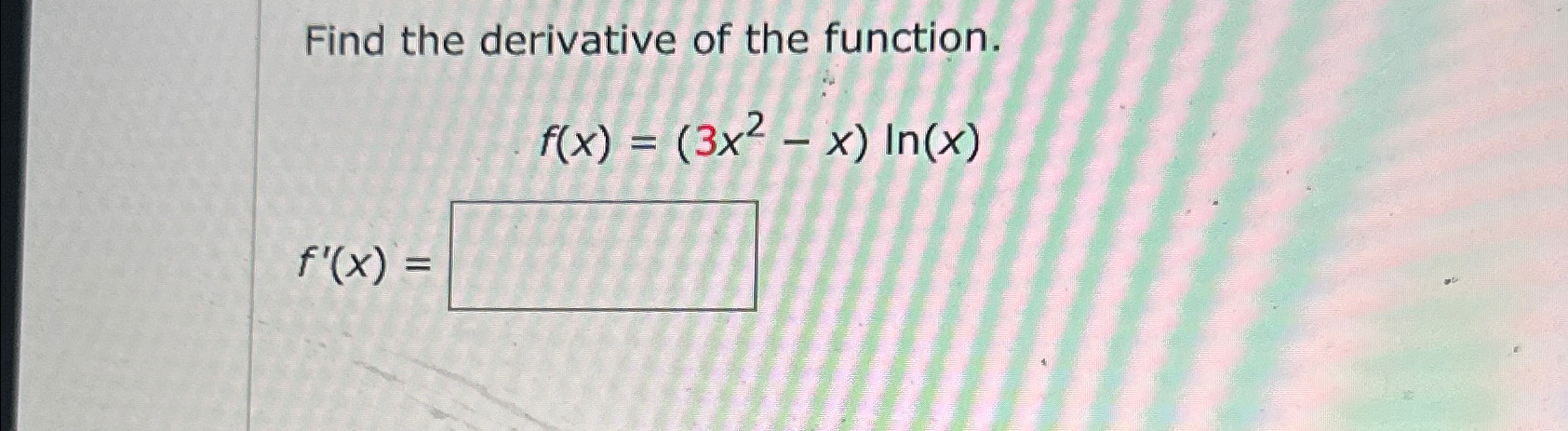 Solved Find the derivative of the | Chegg.com