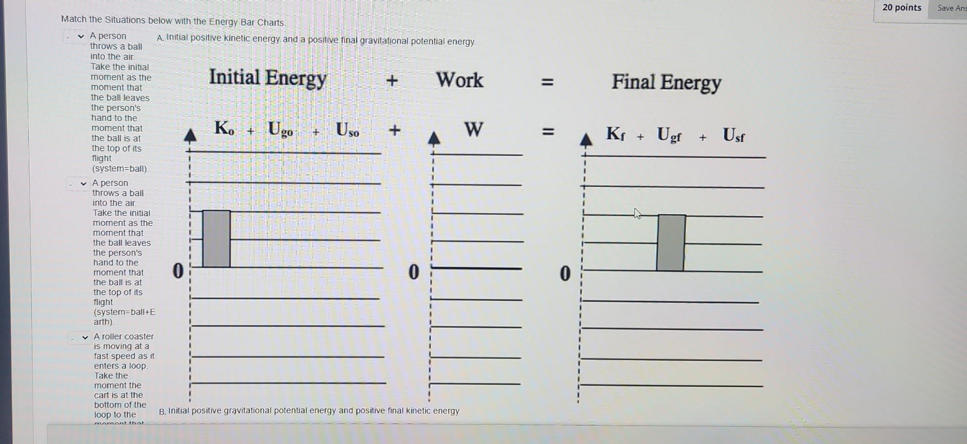 Match the Situations below with the Energy Bar | Chegg.com