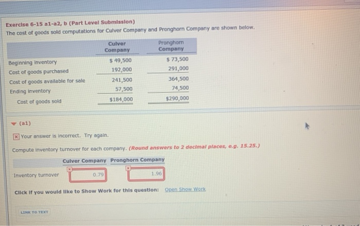 Solved Exercise 6-15 a1-a2, b (Part Level Submission) The | Chegg.com