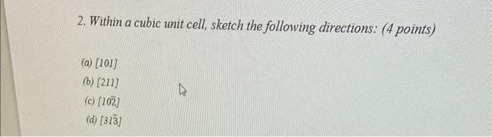 Solved 2. Within a cubic unit cell, sketch the following | Chegg.com