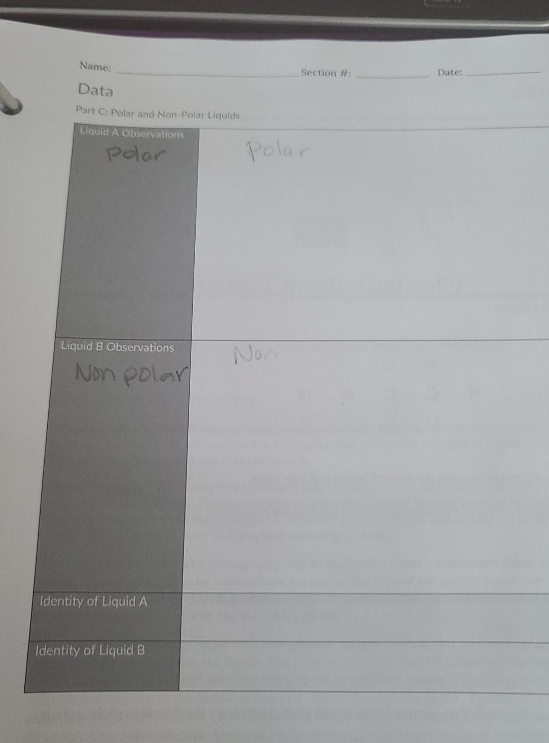 Solved Name: Section #: Date: Data Parts A and B: Drawing | Chegg.com