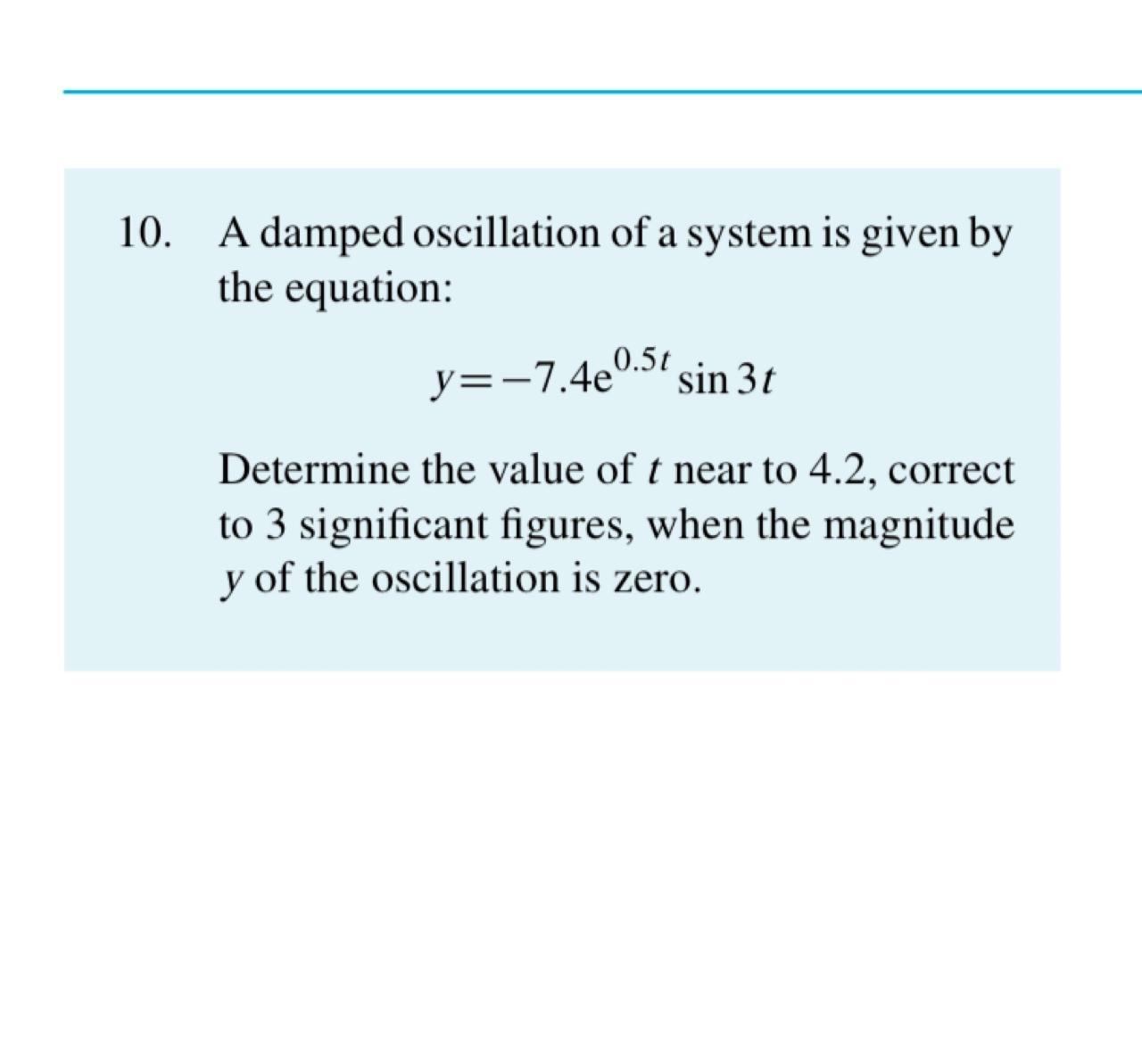 Solved A damped oscillation of a system is given by the | Chegg.com