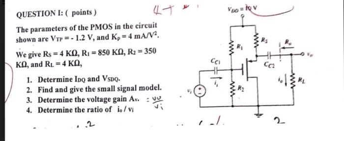 Solved The parameters of the PMOS in the circuit shown are | Chegg.com