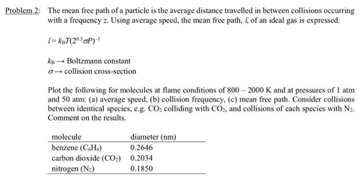 Problem 2: The mean free path of a particle is the | Chegg.com