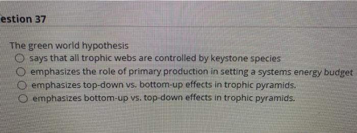 Solved estion 37 The green world hypothesis O says that all | Chegg.com