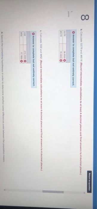 calculate the grand mean, SSTR, MSTR, SSE, MSE, and | Chegg.com