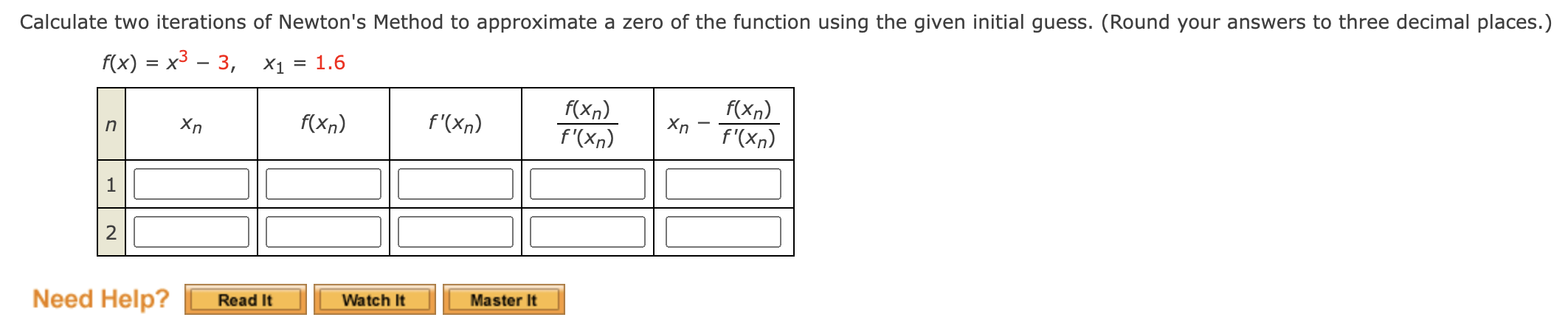 Solved Calculate two iterations of Newton's Method to | Chegg.com