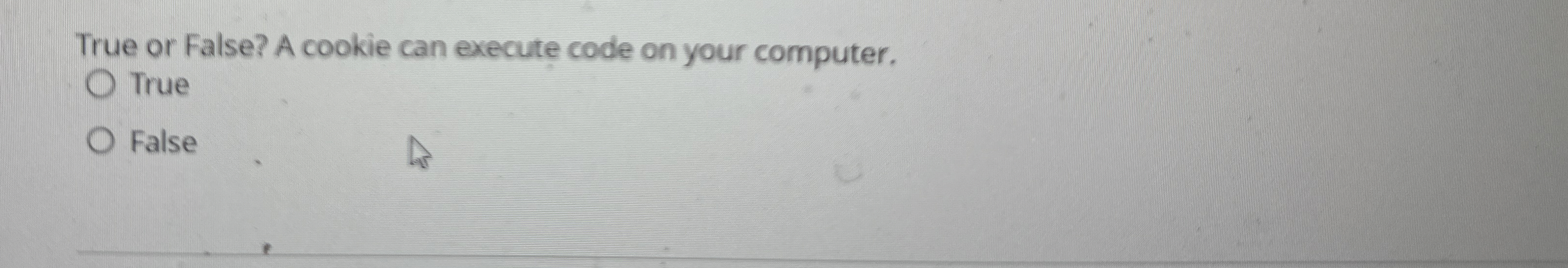 Solved True or False? A cookie can execute code on your | Chegg.com