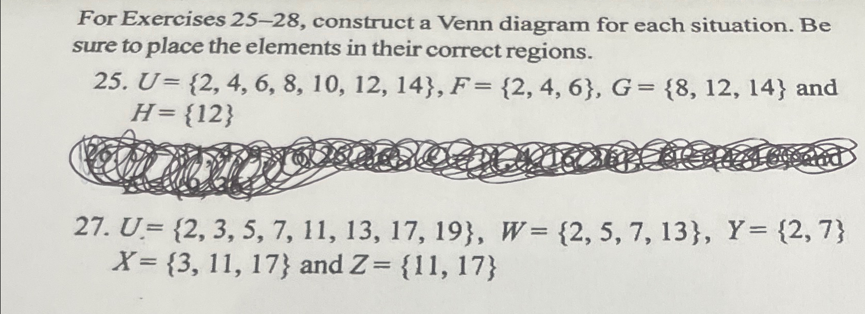 Solved For Exercises 25-28, ﻿construct a Venn diagram for | Chegg.com