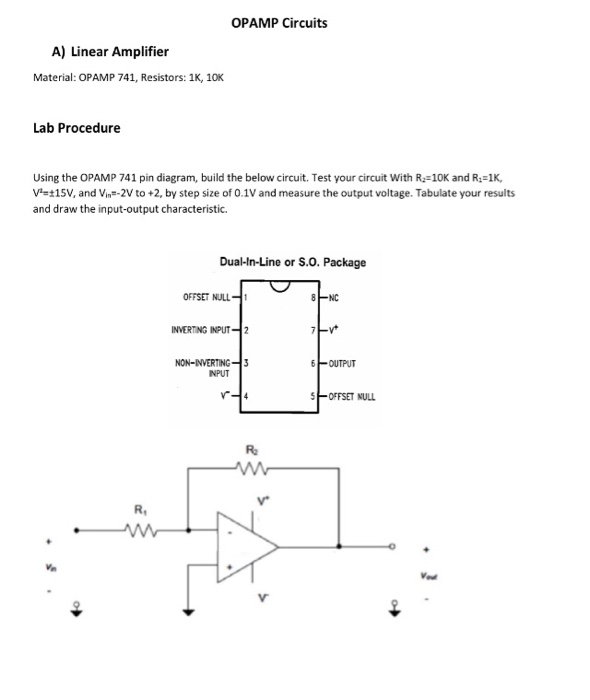 Solved OPAMP Circuits A) Linear Amplifier Material: OPAMP | Chegg.com