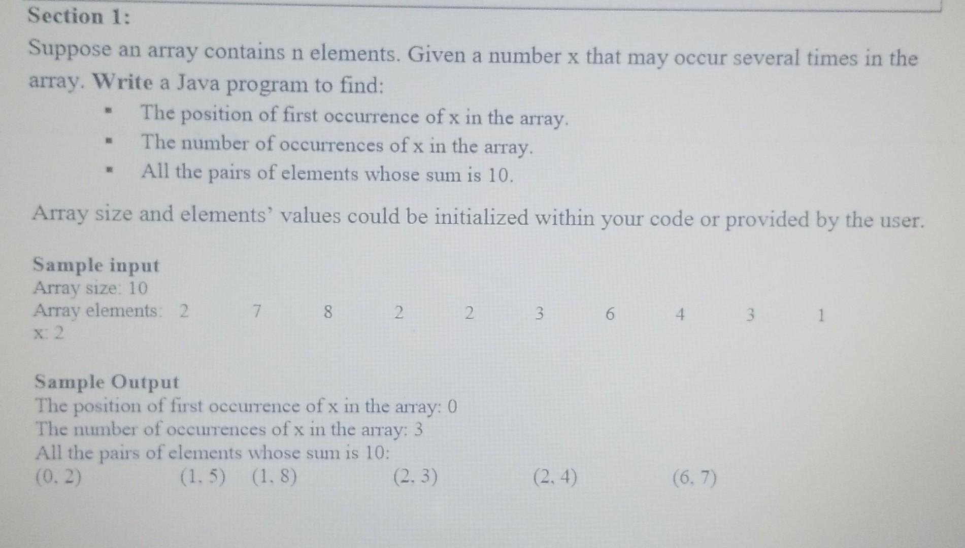 Solved Section 1: Suppose an array contains n elements. | Chegg.com