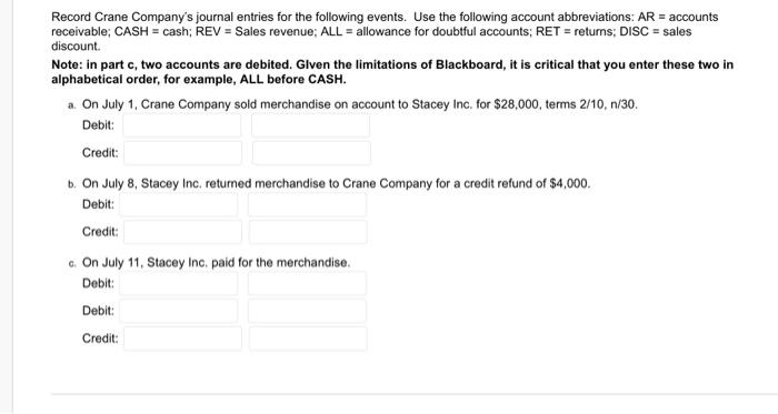 Solved For journal entries in this assignment, enter AR for | Chegg.com