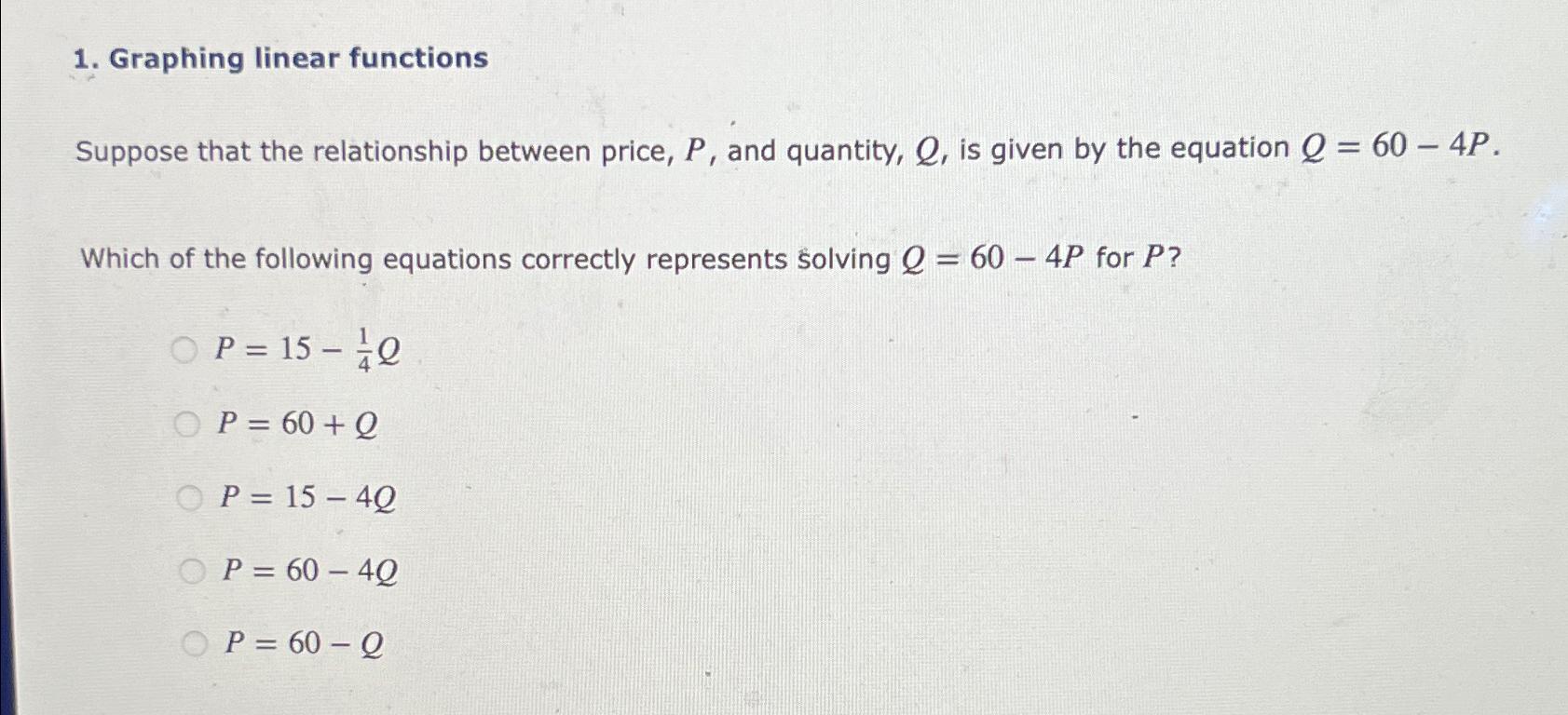 Solved Graphing linear functionsSuppose that the | Chegg.com