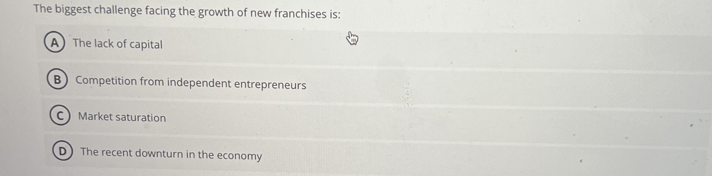 Solved The biggest challenge facing the growth of new | Chegg.com