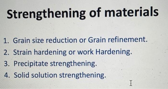 Solved Strengthening of materials 1. Grain size reduction or | Chegg.com