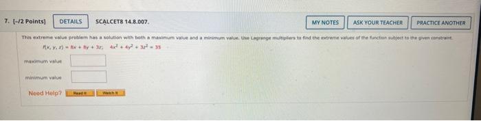 Solved [-12 Points] SCALCET8 14.8.007. | Chegg.com