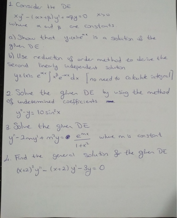 Solved XX 1 Consider the DE 1 xy" (xx+8) y'+ 28y=0 x whee | Chegg.com