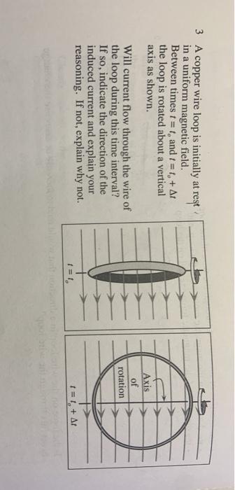Solved 3 A copper wire loop is initially at rest in a | Chegg.com