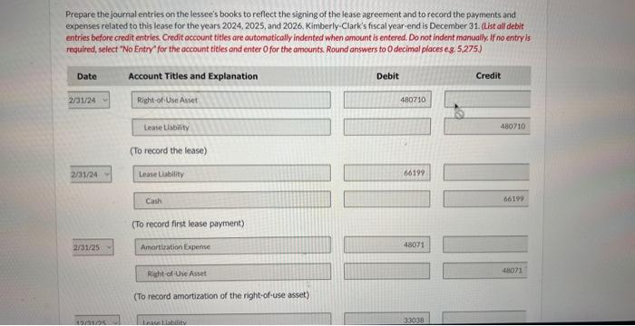 Solved Assume that on December 31, 2024, Kimberly-Clark | Chegg.com