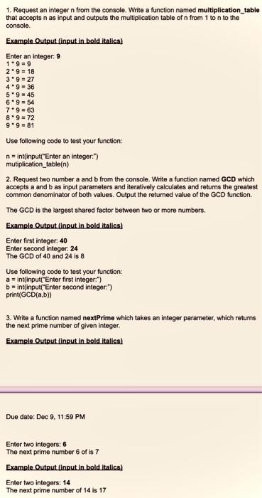 Solved 1. Request an integer n from the console. Write a | Chegg.com