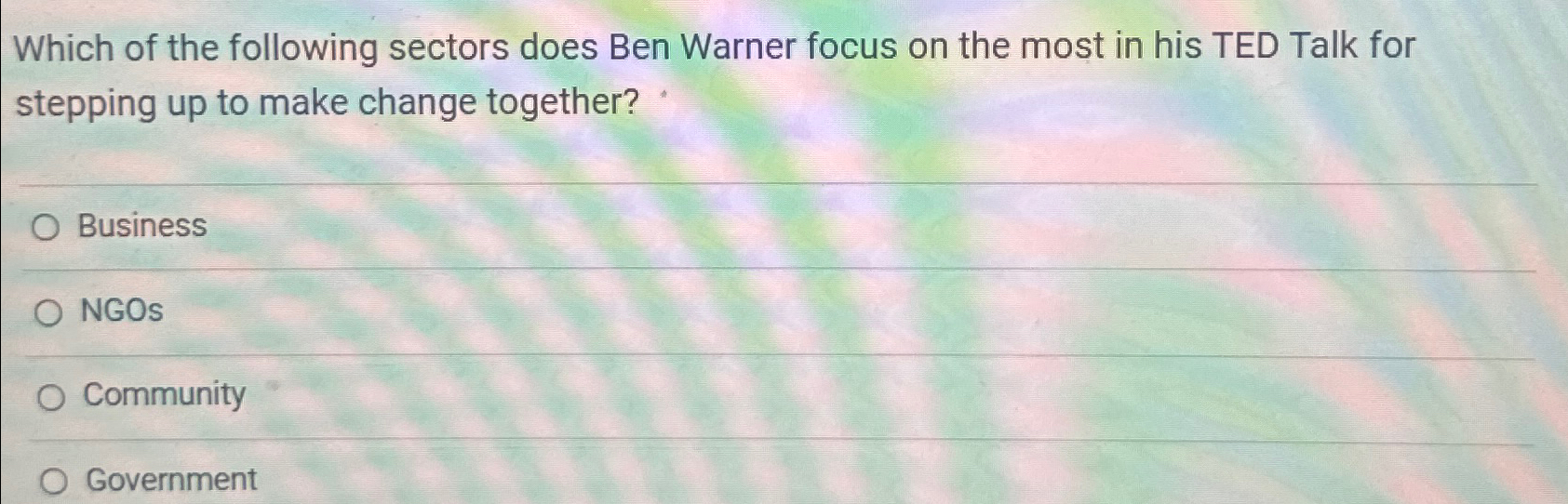 Solved Which of the following sectors does Ben Warner focus | Chegg.com