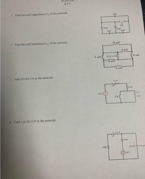 Solved 1. Find the total capacitance CT of the network: 2. | Chegg.com