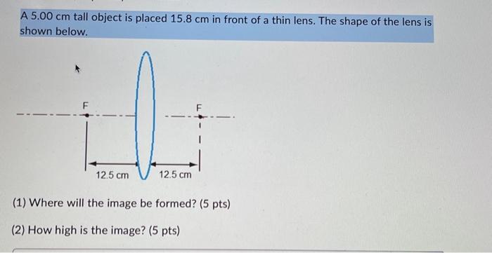 Solved A 5.00 cm tall object is placed 15.8 cm in front of a | Chegg.com