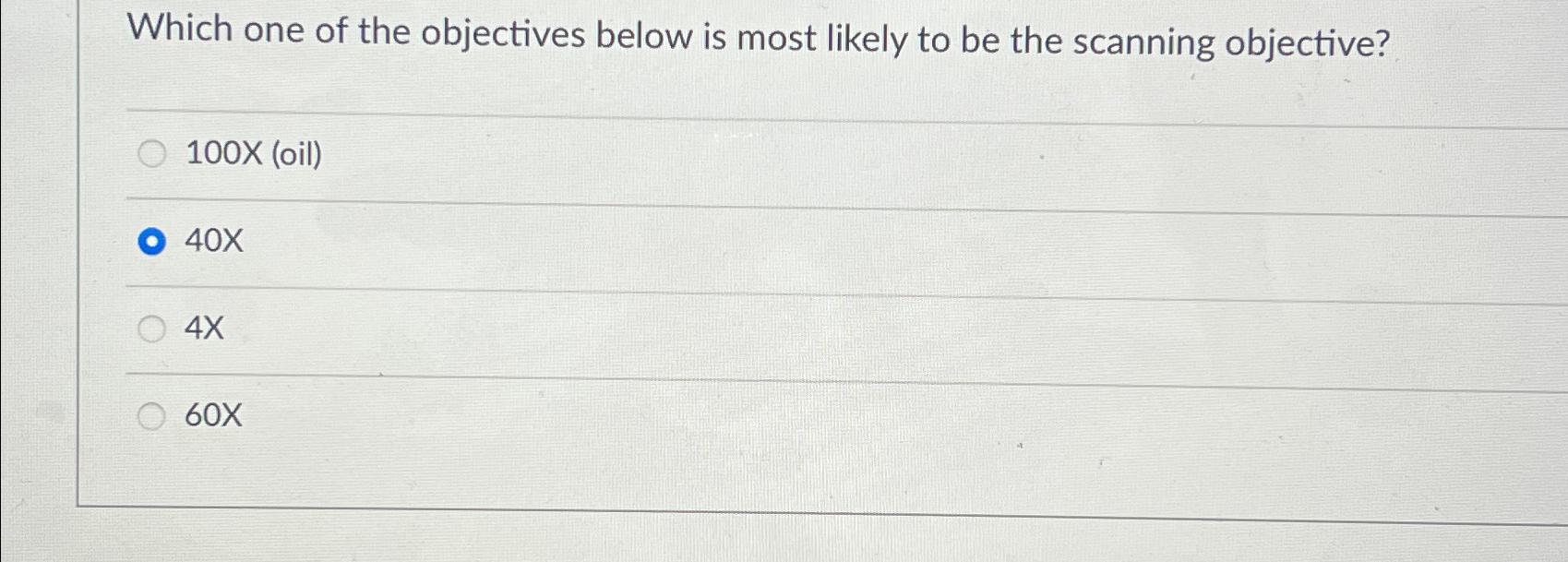 Solved Which one of the objectives below is most likely to | Chegg.com