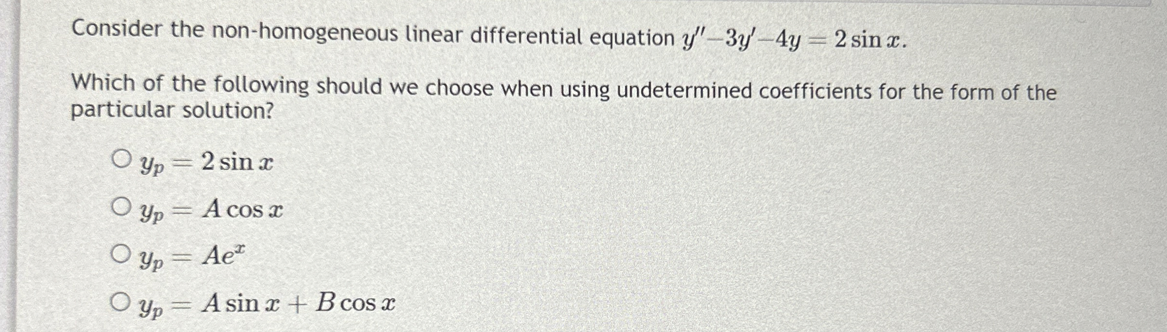 Solved Consider the non-homogeneous linear differential | Chegg.com