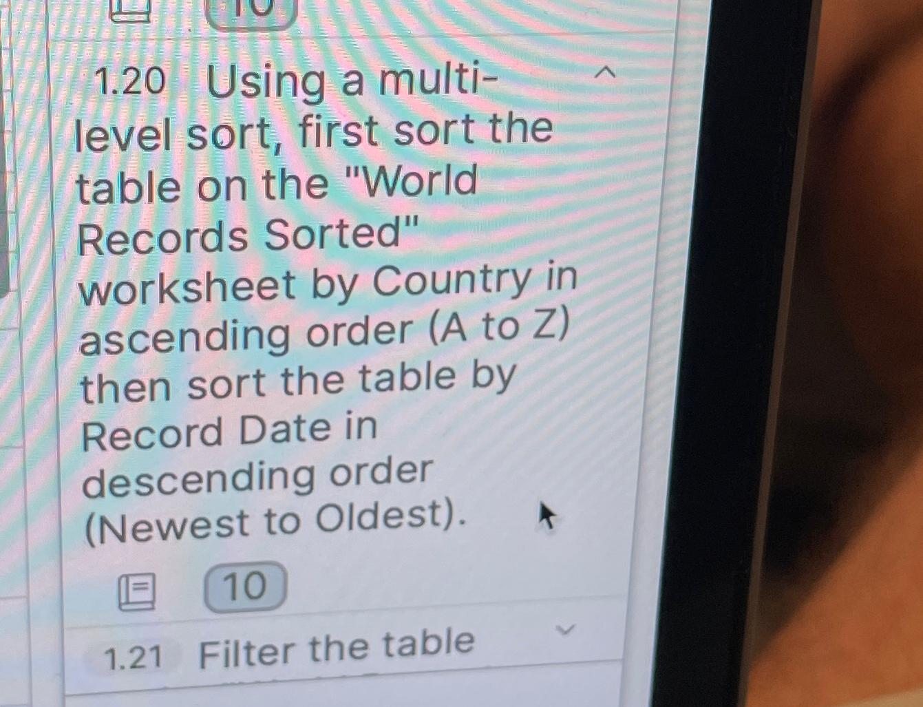 Solved 1.20 ﻿Using a multilevel sort, first sort the table | Chegg.com