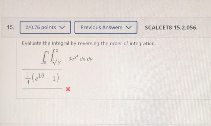 Solved 0/0.76 points v Previous Answers SCALCET8 15.2.056. | Chegg.com